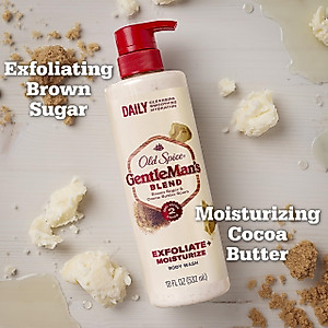 Old Spice Exfoliating Body Wash for Men, Gentleman's Blend Brown Sugar & Cocoa Butter Scent, 18 fl oz (Pack of 4)