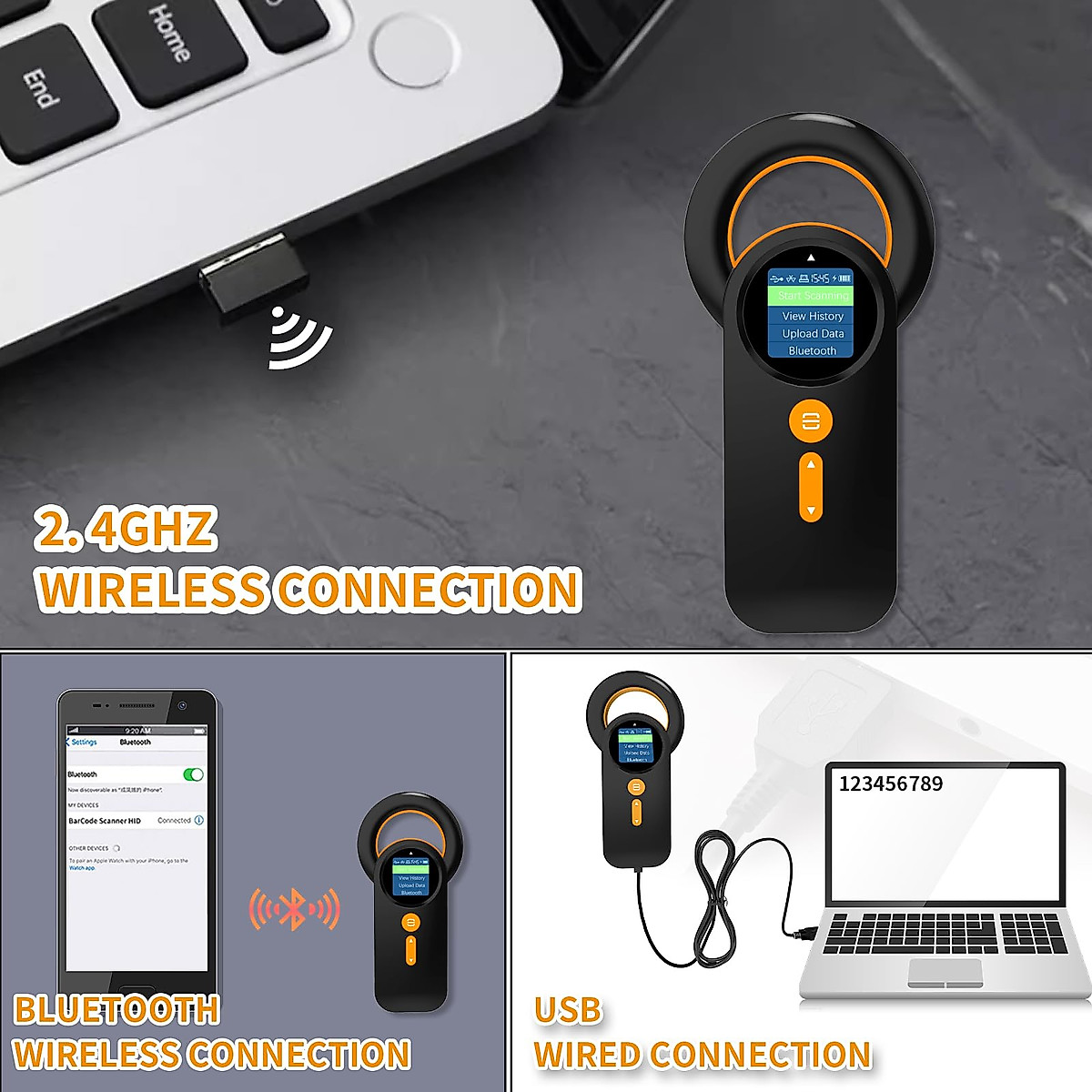 Bluetooth Pet Microchip Reader,Alacrity 3-in-1(2.4GHz Wireless+Bluetooth+USB) Animal Universal Microchip Tag Reader Scanner with 1.44” TFT Screen,800mA*H Rechargeable Battery,240 Pieces Data Storage