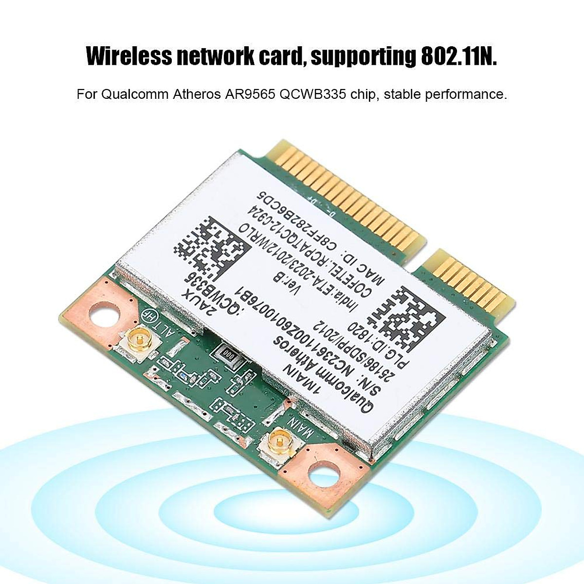ASHATA Network Card,for Qualcomm AR9565 QCWB335 150M Mini PCI-E Bluetooth Network Card Universal, 2.4G Bluetooth Network Card for HP/DELL/ACER, etc.