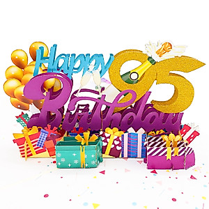 Liif Happy 95th Birthday 3D Pop Up Card, 95 Birthday Card for Women, Men, Mom, Dad
