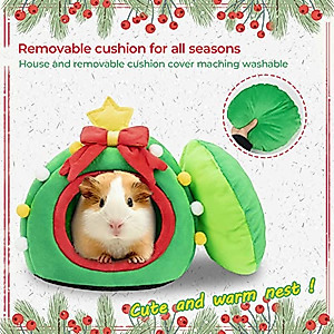 YUEPET Guinea Pig Beds Small Animal Hideout Warm House Washable Cage Accessories for Hamster Squirre Hedgehog Sugar Glider Rat Chinchilla(Green)