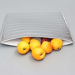 10Pcs Disposable Food Thermal Pouches Aluminum Foil Liners Food Delivery Pouches for Picnic Camping Store(35 x 40cm)