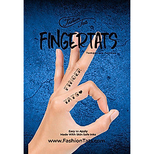 FashionTats Finger Tats Temporary Tattoo Letters (10 Pack) | Skin Safe | MADE IN THE USA | Removable