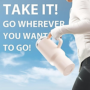 KISSKIND 40 oz tumbler with handle Travel Mug Straw Covers Cup with Lid Insulated Quencher Stainless Steel Water Iced Tea Coffee Gift HOT PINK