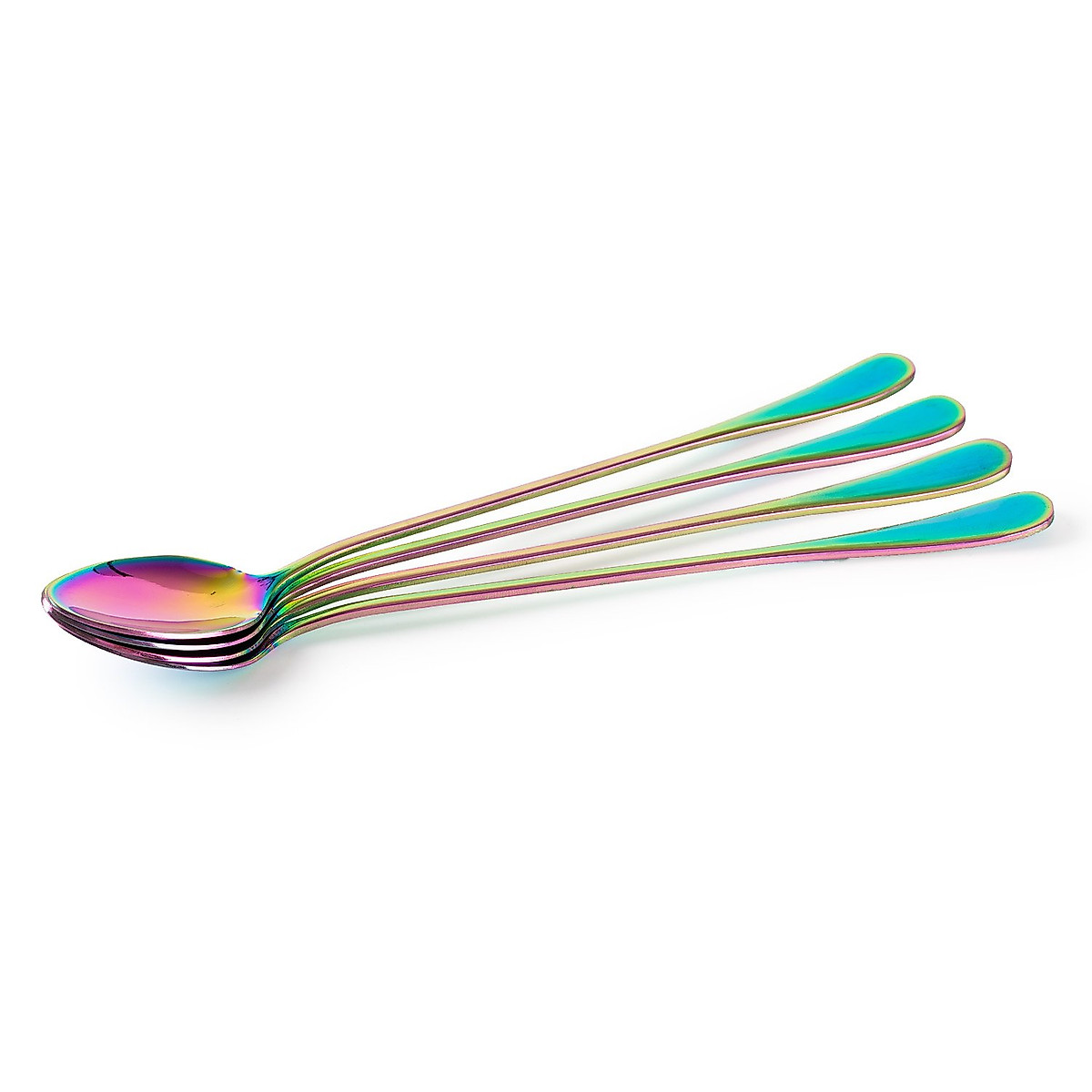 dhrbsx Long-Handled ice Tea Spoon, Cocktail stir Spoons, Stainless Steel Coffee Spoons, Colored ice Cream Scoop Set of 4