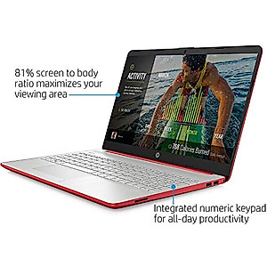 HP Pavilion 15.6" HD Laptop Computer, Intel Pentium Processor, 8GB RAM, 128GB SSD, Webcam, USB-C, HDMI, Ethernet RJ-45, WiFi, Includes 1-Year Microsoft 365, Windows 11 S, Scarlet Red, TiTac Card