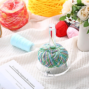 DoubleFill Acrylic Yarn Holder for Crocheting Knitting Frame Portable Yarn Spinner with Hole Thread Yarn Stand Organizer Tool Embroidery Craft Sewing Supply for Granny Present Craft Lover