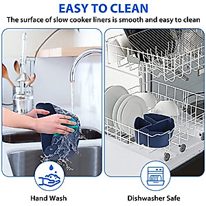 Diggtek Silicone Crockpot Liners, 3 In 1 Slow Cooker Liners Crock Pot Divider Insert Reusable & Leakproof, Compatible with 6, 7, 8 Quarts Crockpot, Hamilton Beach Slow Cooker (Blue)