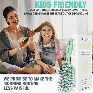 Fiora Naturals Hair Detangling Brush -100% Bio-Friendly Detangler hair brush w/Ultra-soft Bristles- Glide Through Tangles with Ease - For Curly, Stright, Women, Men, Kids, Toddlers, Wet and Dry Hair