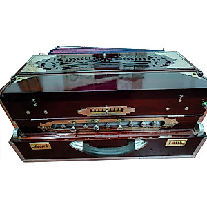 Ladies Scale Changer Kolkata Harmonium 9 stoppers 3¾ Octaves Gorgeous Lacquer Polish on Full Teakwood Construction Male Female Bass Premium Palitana Reeds