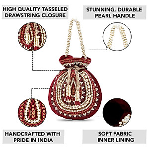 Aheli Gold Potli Bags Gift for Women Evening Bag Clutch Ethnic Bride Purse with Drawstring