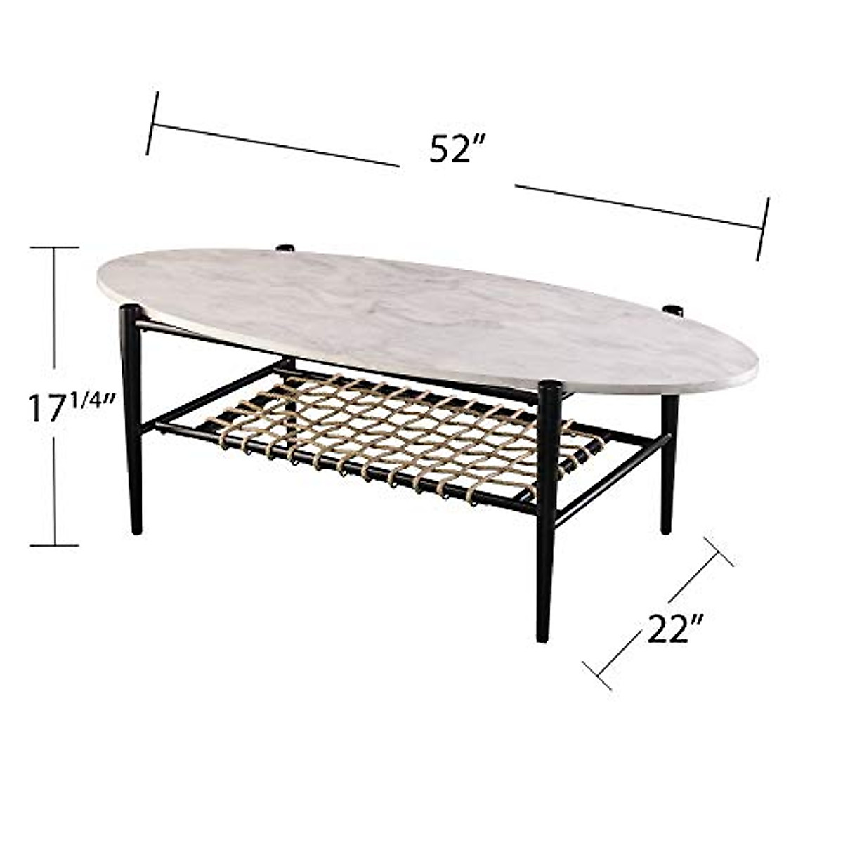 SEI Furniture Holly & Martin Relckin Faux Marble Coffee Table, White/Black/Natrural (CK1430)