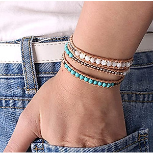KELITCH New Star Turquoise Bracelets Love Silver Beads 3 Wrap Bracelet Women Shell Pearl Bracelets