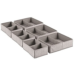 mDesign Fabric Drawer Organizer Bins, Kids/Baby Nursery Dresser, Closet, Shelf, Playroom Organization, Hold Clothes, Toys, Diapers, Bibs, Blankets, Lido Collection, Set of 2, 3 Pack, Linen/Tan