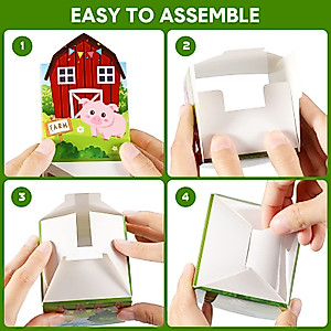 Pajean 24 Set Farm Birthday Party Supplies Farm Animal Popcorn Boxes Farmhouse Birthday Snack Treat Goodie Boxes for Baby Shower Farm Birthday Party