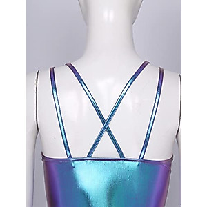 Loloda Women's Sexy Latex Stretchy Bodycon Wrap Dress Sleeveless Mini Club Party Dresses Shiny Blue Small