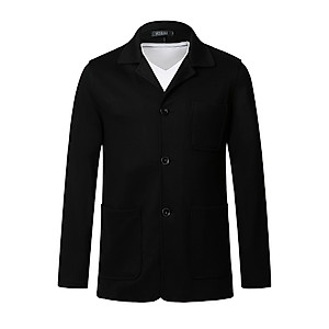 WZIKAI Men's Casual Sport Coat Jacket Regular Fit Lightweight Suit Jacket for Men Black M