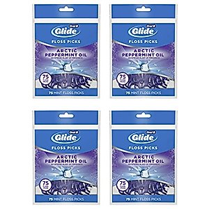 Oral-B Glide 3d White Floss Picks Radiant Mint, 75 Count (pack of 4)