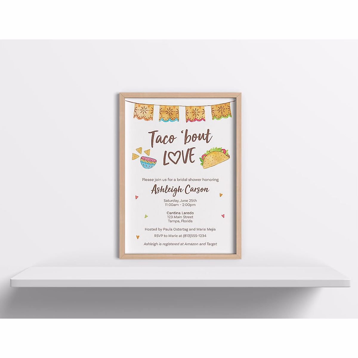 Taco Bridal Shower Invitations Fiesta Wedding Invite Taco Bout 'Bout Love Customizable Printed Personalized Cards (12 Count)