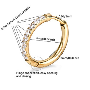 6MM Silver Hoop Earring, Top Ear Cartilage Earrings Mini Hugging Hoop Earrings for Women 18G Forward Helix Earring Stainless Steel Tragus Piercing Earrings Hypoallergenic Sensitive Ear CZ