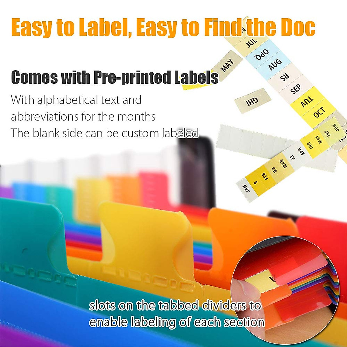 TriMagic Accordian File Folder Organizer, Alphabetical Expanding Filing Folders, A-Z Expandable Accordion File Box with 24 Pockets for Paperwork Paper Keeper Invoice Receipt Bill Document