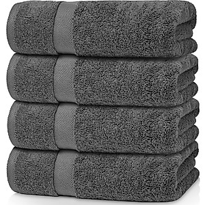 Wealuxe Charcoal Bath Towels Set of 4, Cotton Body Towel for Hotel, Gym, Spa, Soft Extra Absorbent Quick Dry Towels for Bathroom 27x52 Inch