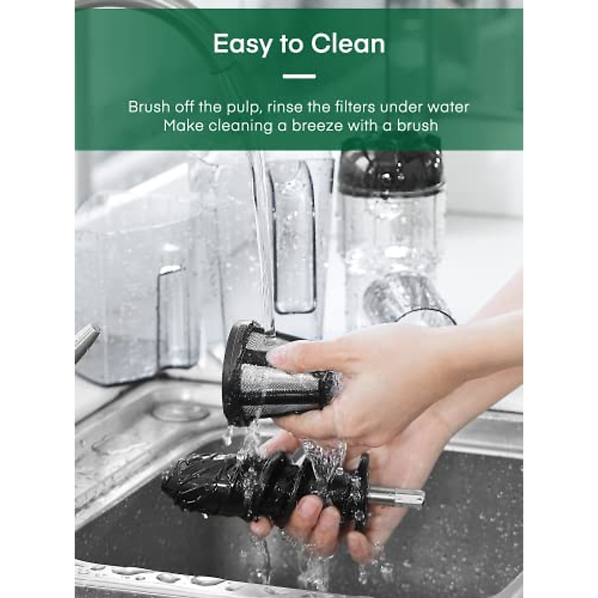 Masticating Juicer Machines, Juilist Cold Press Juicer Extractor with Quiet Motor & Reverse Function for Vegetables and Fruits, Slow Juicer Machine Easy to Clean with Brush, Recipe Included