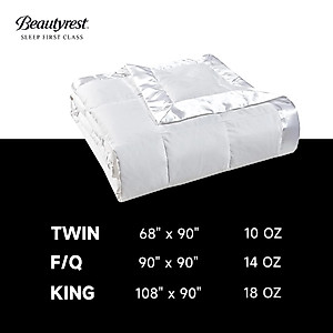 Beautyrest Tencel™ Lyocell/Cotton Blend Blanket, Breathable RDS White Down Blanket, 650 Fill Power Oversized Blanket, Light Warmth Bed Blanket with Silky Flange Binding