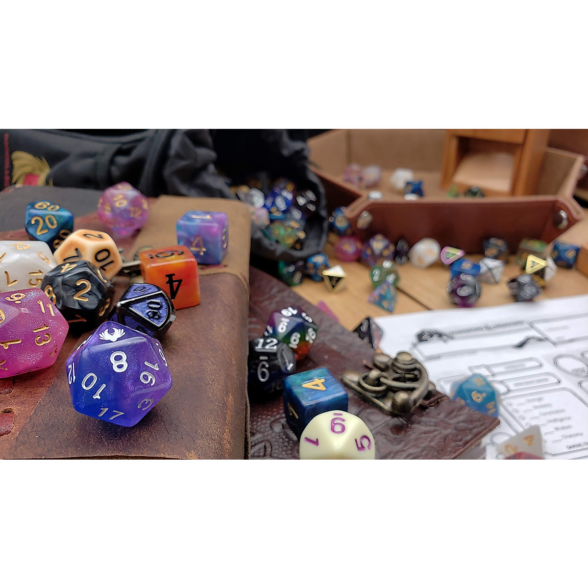 Tidal Serenity - 10 Piece 6-Sided Dice Set by D20 Collective - Purple and Blue Swirled Acrylic Dice for Table Top Dungeons and Dragons RPGs and Gaming - 10D6 D&D Dice Sets