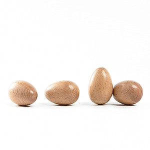 Musfunny Wood Musical Eggs Shakers, 4pcs Egg Maracas Shakers Wooden Hand Percussion Instrument for Musical Education Party Classroom Prizes (Natural Wood)