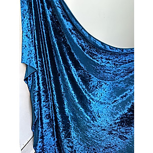 Premium Stretch Crushed Velvet Fabric by The Yard - Soft and Luxurious Fabric - Versatile and Stretchy - Ideal for Clothing Home Decor and Crafts (58 inches Width) - 1 Yard (Teal Blue)