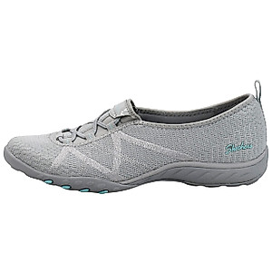 Skechers Women's Breathe Easy-A Look Sneaker, Grey/Aqua 8 W