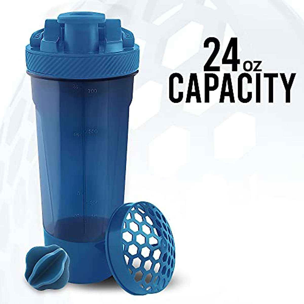 Utopia Home 2-Pack Shaker Bottle - 24 Ounce Protein Shaker Bottle for Pre & Post workout drinks - Classic Protein Mixer Shaker Bottle with Twist and Lock Protein Box Storage (All Navy & Clear/Navy)