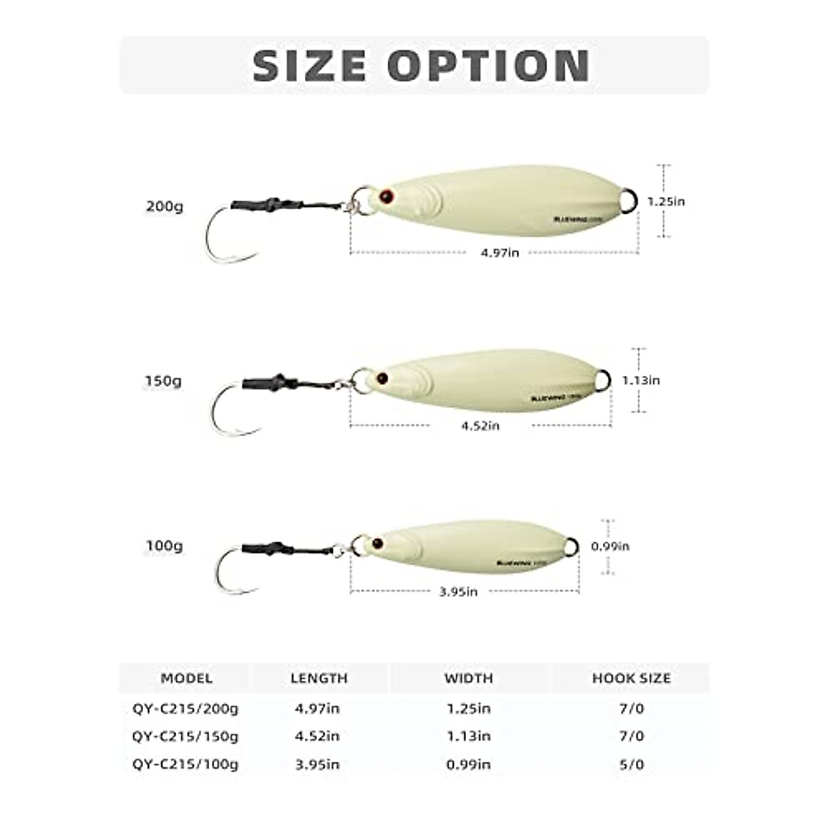 BLUEWING Fishing Lures Saltwater Jigging Lures Vertical Jigs for Saltwater Fish Slow Fall Pitch Sinking Lead Fishing Bait with Hook 150g White