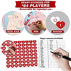 PARTYLOUD Baby Shower Games, Pin The Heart on The Baby, Funny BabyShower Games Activities Diaper Theme Birthday Party Games Supplies Favors for Adults Girl Boy 64 Guests