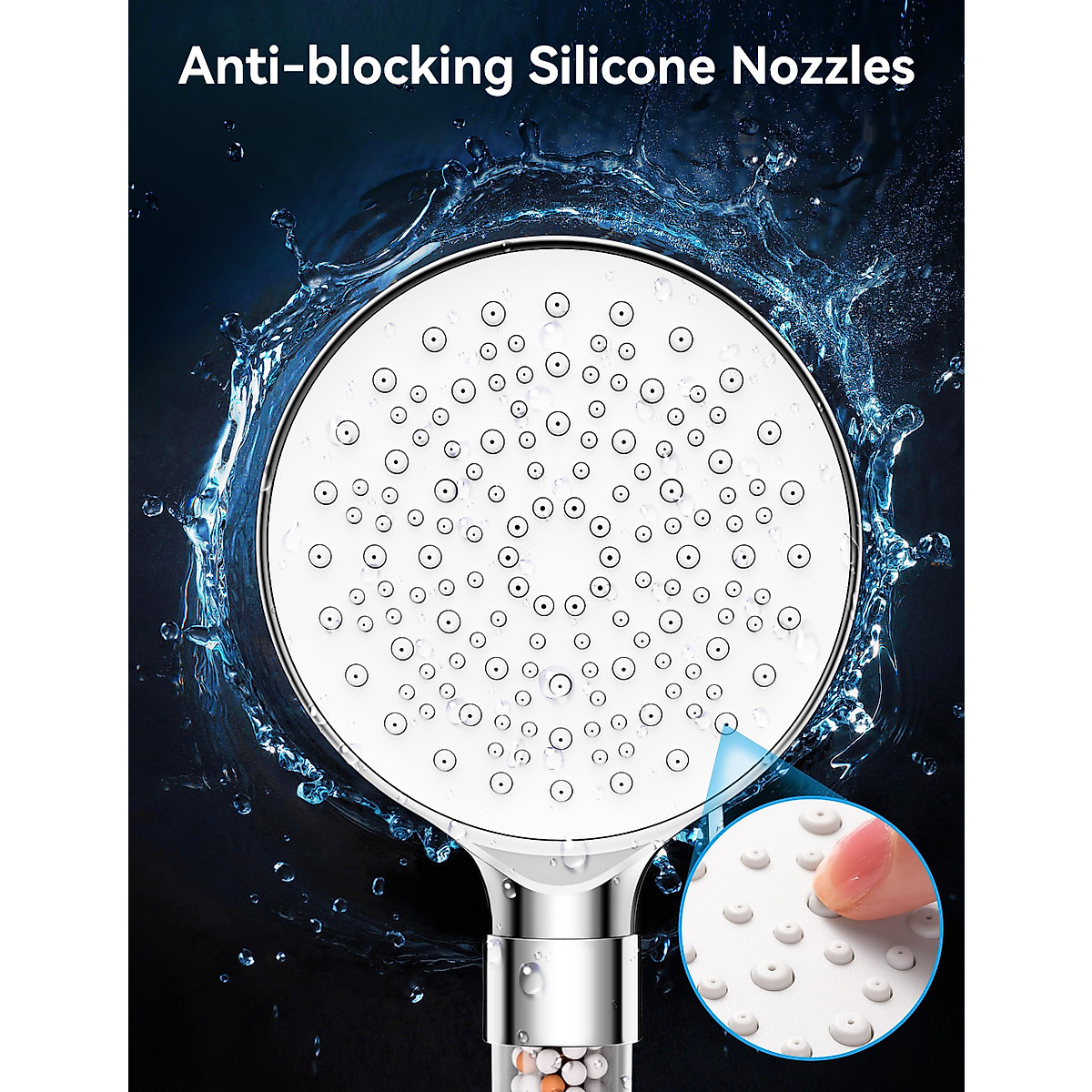 ODMJ Filtered Shower Head, High Pressure Shower Head with 6 Settings, Handheld Shower Head with 59" Hose and Bracket, Shower Head Filter for Hard Water, Water Saving Spray Soft Spa Shower Head