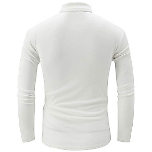jonivey Mens Basic Turtleneck Long Sleeve Lightweight Soft Casual Knit Fitted Thermal T-Shirt Pullover Tops (03White,S)
