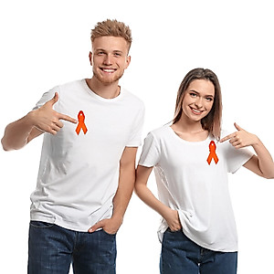 150 Pieces Orange Ribbon Satin Pins Awareness Pins Leukemia Lymphoma Cerebral Cancer Awareness Pins Orange Brooch with Safety Pins for Women Man Charity Public Social Event