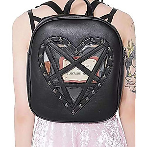 Nite closet Gothic Backpack Purse for Women Studded Ita Bag Star Transparent Front