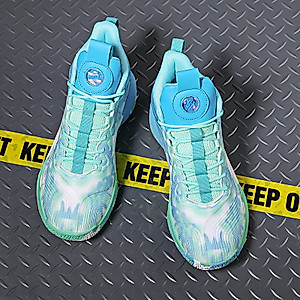 Bacury Women Men Basketball Shoes Fashion Running Sneakers Colorful Painting Sport Shoes Blue Size 8