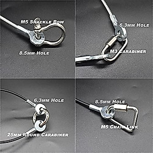 Bytiyar 10 pcs 10 inch (25cm) 3mm Thickness Galvanized Steel Wire Cable Eyelets Ended Short Rope Lanyard Safety Tether Chain Lock with Vinyl Coated Cover Black