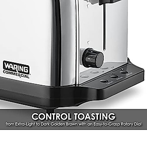 Waring Commercial WCT704 4 Slice Extra Long Slot Light Duty Pop-Up Toaster, 120V, 5-15 Phase Plug