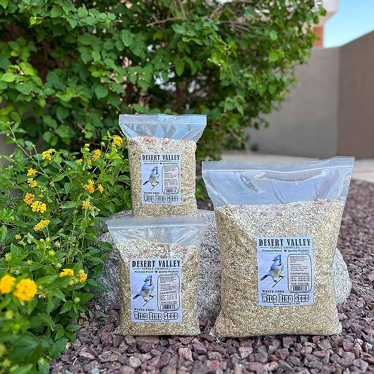 Desert Valley Waste Free Seed, All Natural, Non-GMO Premium Wild Bird and Wildlife Food for Jays, Dove, Cardinals, Squirrels, Chipmunks and More (10 Pounds)