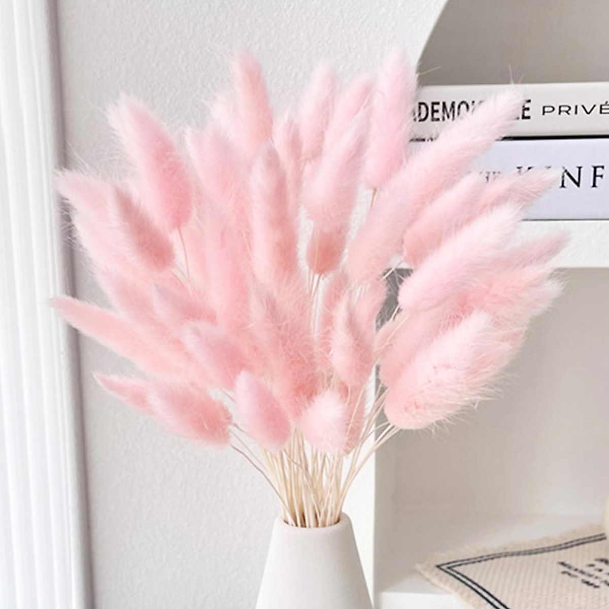 60PCS Rabbit Tail Grass Dried Flowers Dried Natural Floral Arrangement Bunch Decoration Dried Grass,Eternal Flower Dried Grass for Home,Wedding,Party,Flower Bouquet,Photo Props Decor (Light Pink)