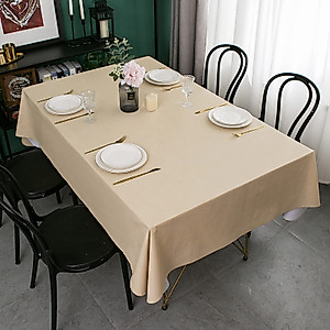 LIBERECOO Vinyl Tablecloth with Flannel Backing Waterproof Oil-Proof Plastic Table Cloth Wipeable PVC Table Cover for Indoor and Outdoor (Champagne Color, 60 x 84 Inch (6-8 Seats))