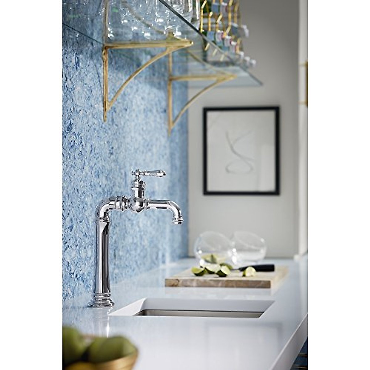 KOHLER K-99268-CP Artifacts Gentleman's Bar Sink Faucet, Polished Chrome, Single Handle, Prep Faucet, Secondary Faucet, Single Hole Installation, Entertainment Faucet