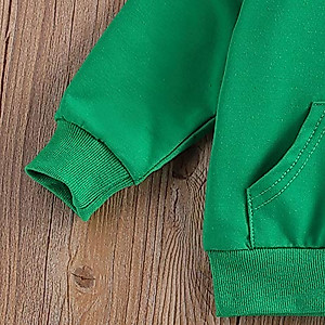 GOOCHEER St. Patrick's Day Baby Boy Girl Outfit Long Sleeves Hoodie Top Pants Baby Boys Girls St Patrick's Day Clothes (Green, 12-18 Months)