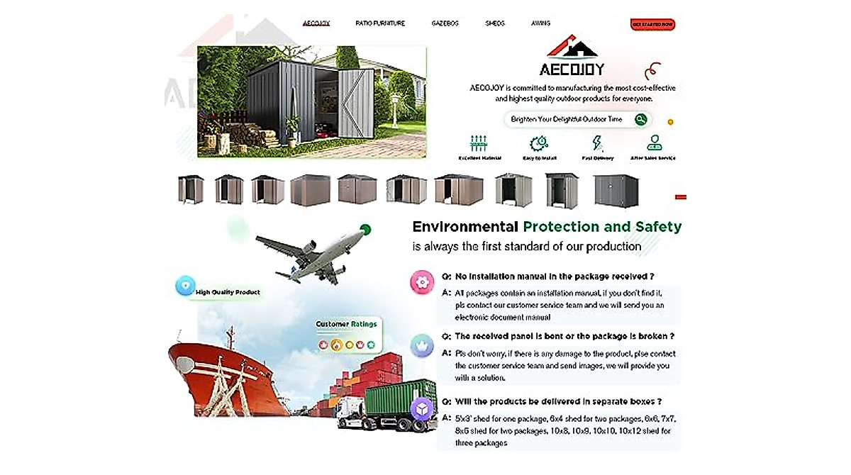 AECOJOY Storage Shed 3x7 Ft | Durable Outdoor Bike & Tool Storage