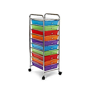 Seville Classics 10-Drawer Multipurpose Mobile Rolling Utility Storage Organizer Cart, Multicolor