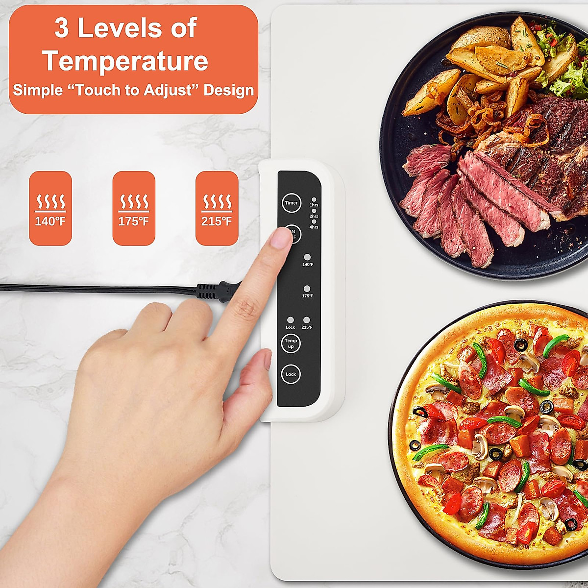 Reespring Electric Warming Tray - Full Surface Heating,Rollable & Portable,Premium Silicone Nano-Material,3 Temperature Settings,Auto Shut-Off -Food Warmer for Gatherings,Parties,Everyday Use